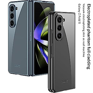 SHIEID Samsung Galaxy Z Fold5 Case, Galaxy Fold 5 Case Slim Hard Case, [Phantom + Electroplated Shell] Lens Protection Cover for Samsung Galaxy Z Fold 5, Transparent