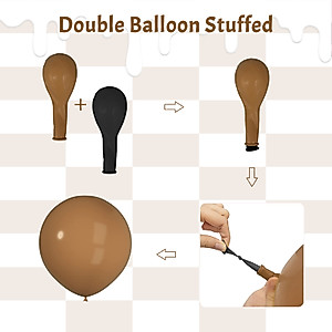 Black Balloons in Brown Balloons for Double-Stuffed Balloon Garland Kit, Coffee Brown Balloons Arch Different Sizes 18 Inch 12 Inch 5 Inch Balloon Arch for Baby Shower Anniversary Birthday Party Decor