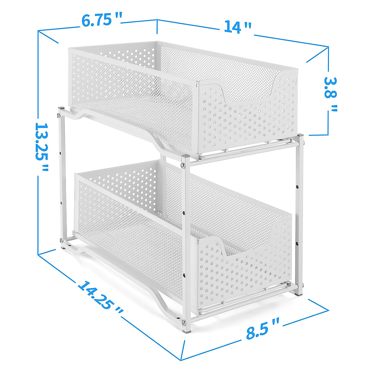 Simple Trending 2 Pack Stackable 2-Tier Under Sink Cabinet Organizer with Sliding Storage Drawer, White