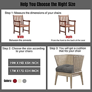 idee-home Outdoor Chair Cushions Set of 2, 5" Thick Outdoor Seat Cushion Waterproof Patio Furniture Cushions with Ties, Dining Chair Cushions 19" x 19" Indoor Chair Pads