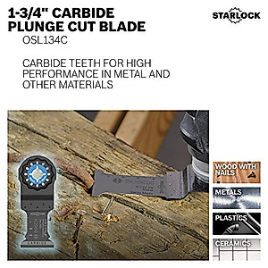 BOSCH OSL134C 1-Piece 1-3/4 In. Starlock Oscillating Multi Tool Metal & More Carbide Extreme Plunge Cut Blade for Cutting Iron Bar, Metal, Wood with Nails, Drywall and Tile