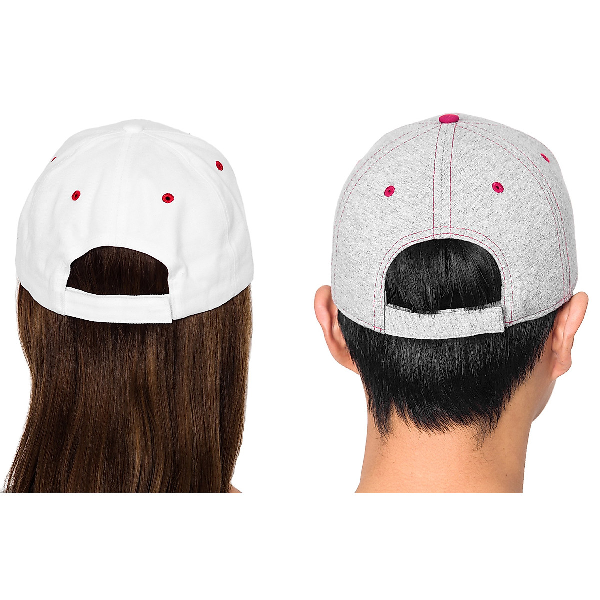 Disney Set Mickey & Minnie Hats Baseball Cap Men's Women's 2 Pack (White MOM & Grey DAD)