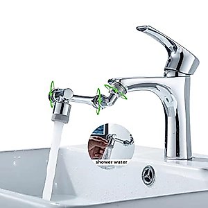 Faucet Extender, 1080° Large-Angle Faucets Aerator, Universal Splash Filter Faucet Nozzle Faucet Adaptor for Kitchen and Bathroom, Swivel Faucet Aerator Sink Face Wash Attachment (2 modes)