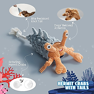 Nocciola 4 PCS Crinkle Squeaky Dog Toys | Blue Octopus Dog Toy | Ocean Theme Stuffed Dog Toys, Interactive Rope Dog Toys for Small, Medium & Large Dogs, Durable Dog Toys for Aggressive Chewers