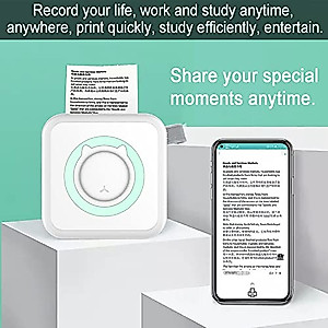 kdlgjdv Instaproud Portable Sticker Printer, Mini Printer Portable, Pocket Printer, Thermal Photo Printer, Inkless Photo Printer for Photos, Memos, Study Notes (Blue & 5 Rolls of Sticker Paper)