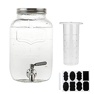 Beverage Dispenser Mason Jar with Lid Leak free 1 Gallon, Entertainment Glassware for Water, Juice, Cold Drinks & More