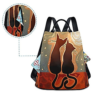Mcyhzjd Backpack Purse, Lover Cats in The Moonlight Anti-theft Casual College School Ladies Fashion Shoulder Bag
