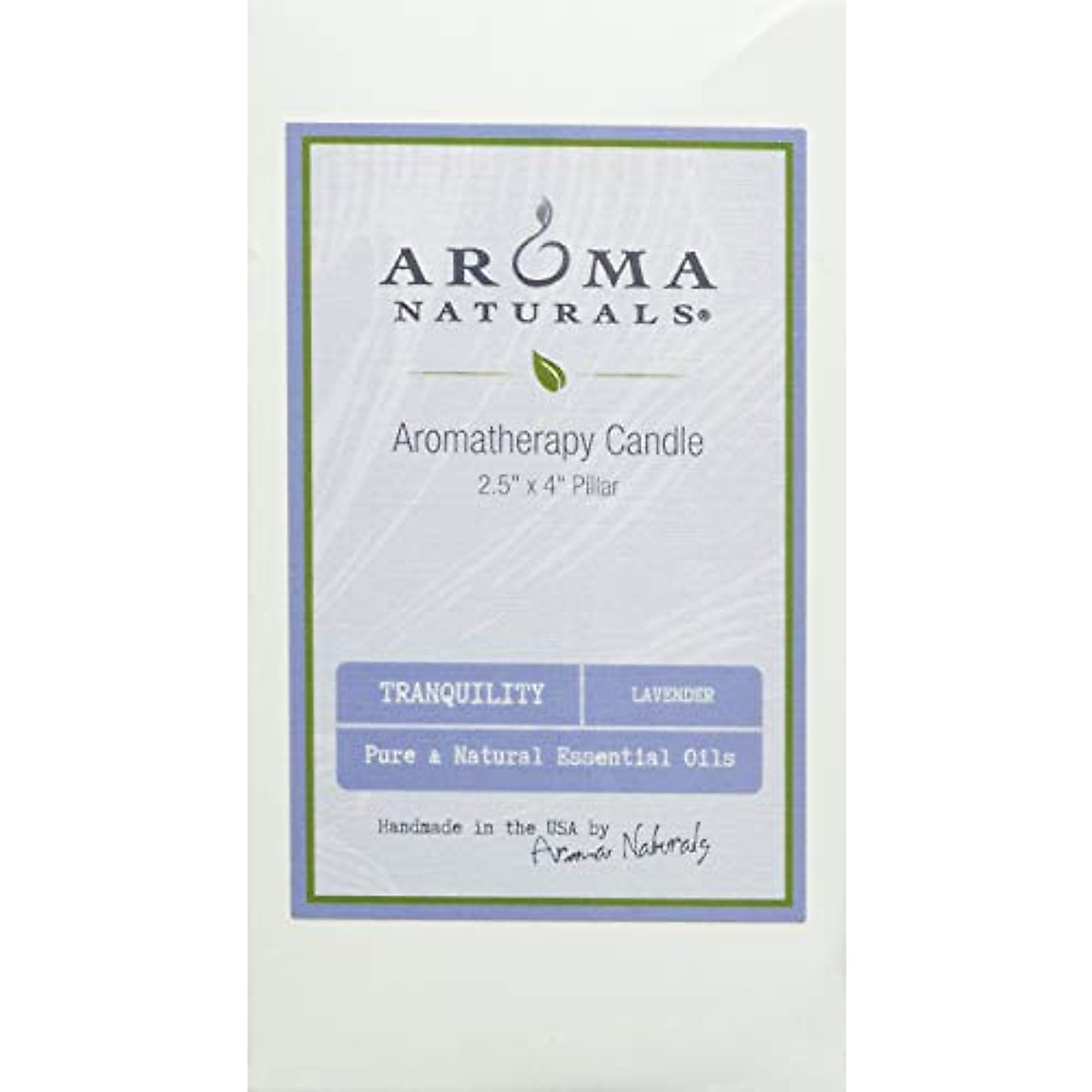 Aroma Naturals Essential Oil Tranquility Pillar Candle, 2.5" x 4", Lavender, 11 Ounce