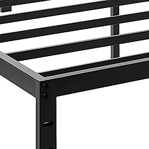 Olee Sleep 14 inch Heavy Duty Steel Slat Anti-slip Support Easy Assembly Mattress Foundation Bed Frame Maximum Storage Noise Free, Black, Metal, Queen