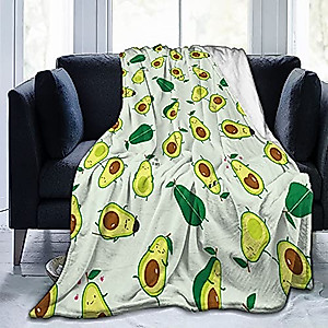 Cute Avocado Throw Blanket Warm Ultra-Soft Micro Fleece Blanket for Bed Couch Living Room Decoration