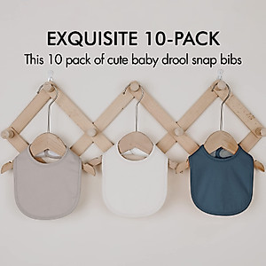 10 Pack Cotton Snap Bibs for Baby Boy Girl, Super Soft Drool Bibs for Teething and Feeding