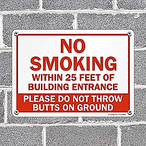 "No Smoking Within 25 Feet of Building Entrance" Sign by SmartSign | 10" x 14" Plastic