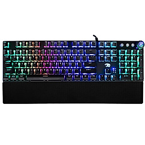 iBUYPOWER MEK 3 LT Mechanical Gaming Keyboard with Clicky Blue Switches, Aluminum Top Surface, Full Sized Keyboard, 104 Keys Low-Profile, Double Injection Keycaps, Braided USB