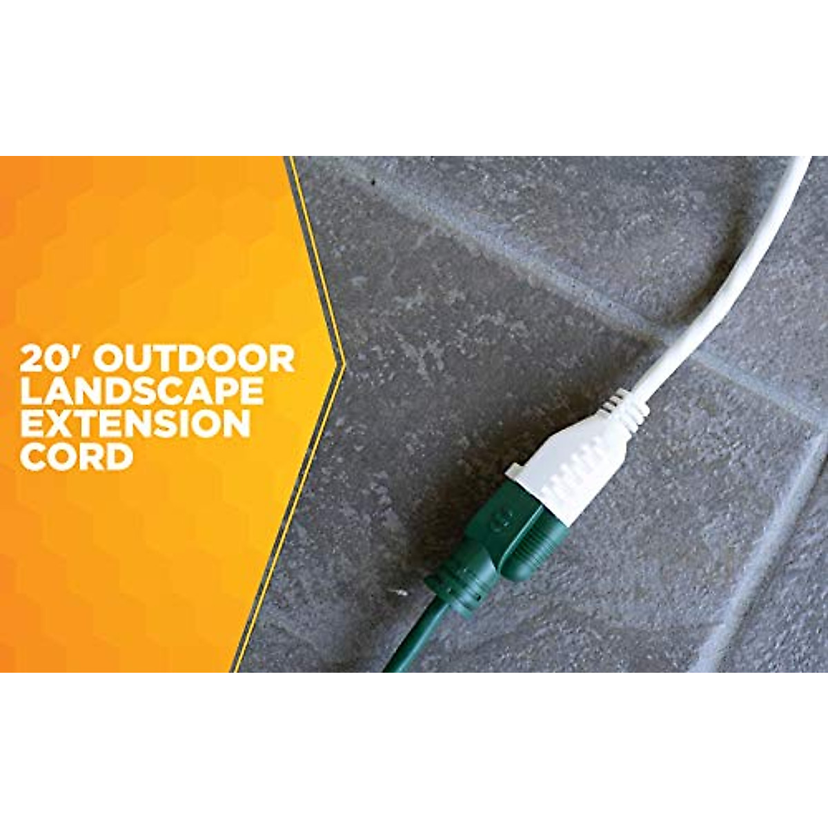 Woods Light Duty Extension Cord, 20Ft, 16 Gauge, 3 Conductor, Landscape and Patio Cord, SJTW, White, 23528801