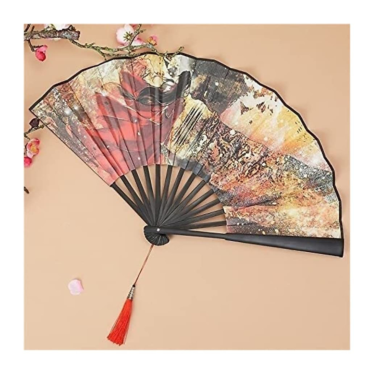 Folding Hand Fan Folding Fan Handheld Folded Fan Hanfu Bamboo Folding Fan, Foldable Ancient, Hand Foldable Fan, 2 Printed Sides, Cosplay Costume Fan Foldable Fan Hand Held Fans