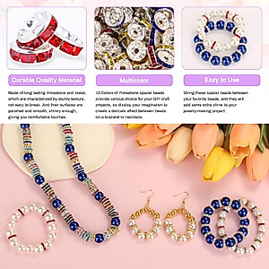 shynek 300 Pieces Rondelle Spacer Beads for Jewelry Making, 10mm Rhinestone Spacer Beads for Beaded Pens, Crystal Bead Spacers for Jewelry Making, Bracelets (10 colors)