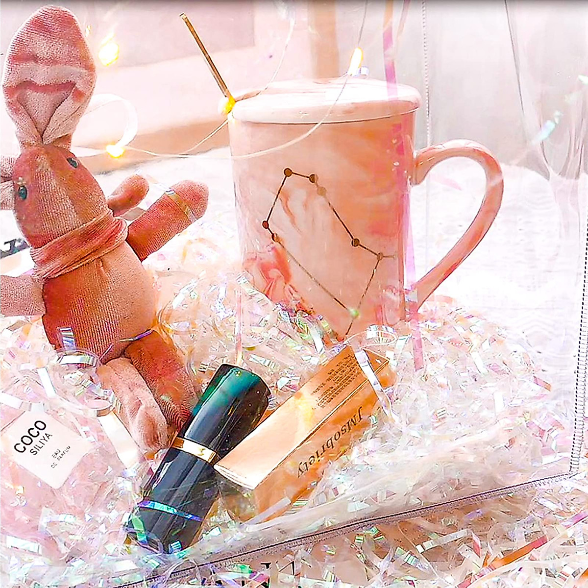 150 Grams / 5.3 Oz Sparkly Iridescent Film PP Hamper Shreds & Strands Shredded Crinkle Confetti for Gift Wrapping & Basket Filling Christmas Gifts Wedding Birthday Bridesmaid Gift Boxes Bags