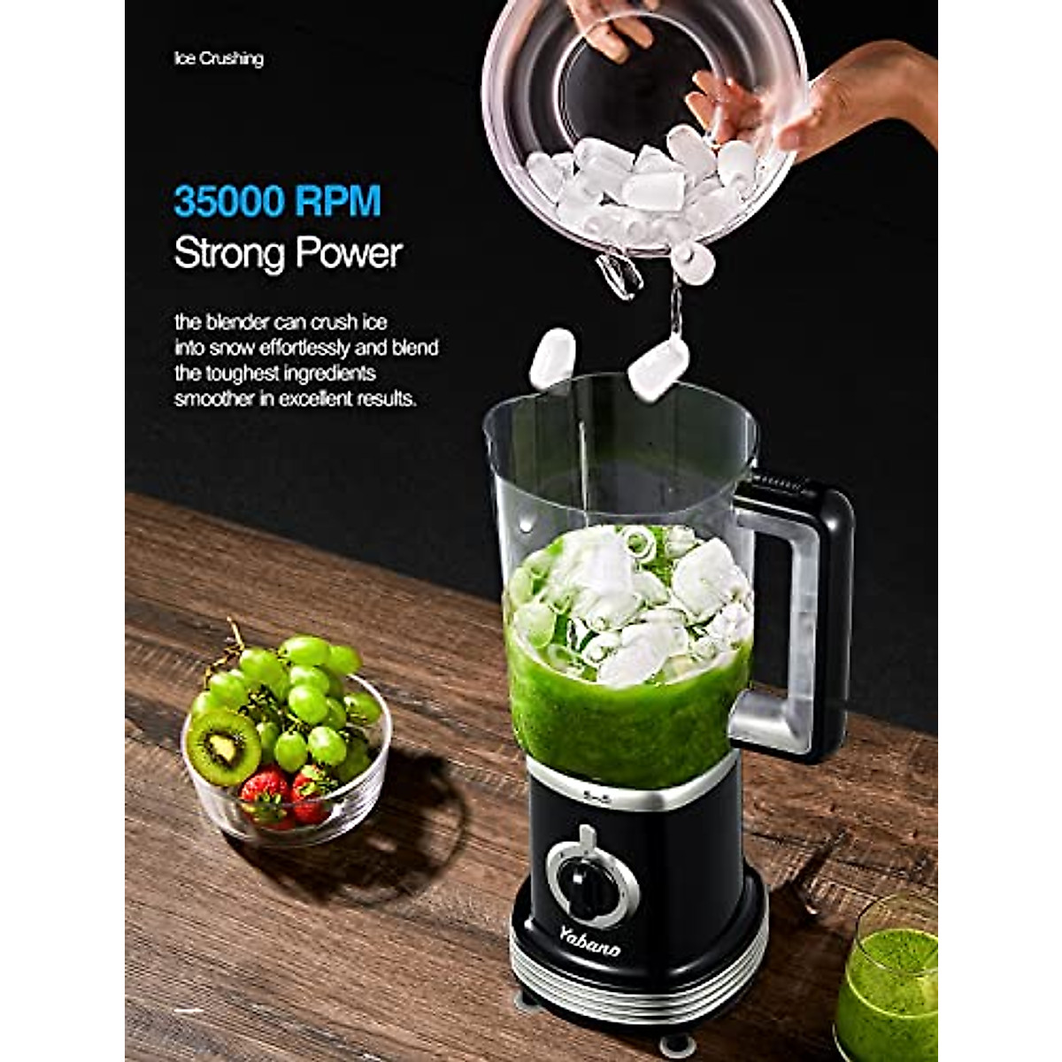 Yabano Countertop Blenders for Kitchen, Professional Electric Blender for Shakes and Smoothies, 2 Adjustable Speeds & Pulse Function, 6 Stainless Steel Blades & 50oz Jar, BPA Free, Easy to Clean