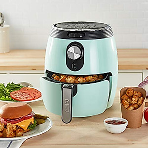 Dash Deluxe Electric Air Fryer + Oven Cooker with Temperature Control, Non-stick Fry Basket, Recipe Guide + Auto Shut off Feature, 1200-Watt, 3 Quart - Aqua