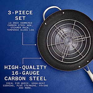 Milk Street 3-Piece 13-Inch Wok Body, Hammered Carbon Steel Flat Bottom Wok, Ideal for Stovetop Cooking