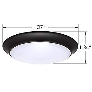 YeuLoum LED Flush Mount Ceiling Light Fixture, Dimmable, 7 Inch, 11.5W 900 Lumen, Aluminum Housing Plus PC Cover, 2-Pack (Bronze Finish-5000K)