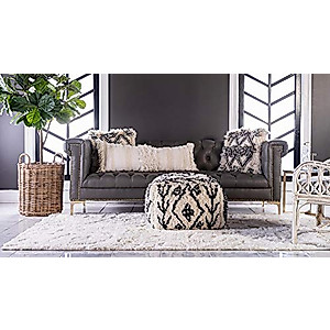 Rugs.com Botanical Shag Collection Rug – 5' x 8' Ivory Shag Rug Perfect for Living Rooms, Large Dining Rooms, Open Floorplans