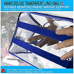 Amaro Delux 0.5mm Clear Lunch Bag for Adult V2 With Removable insert - Black Trim(XL)