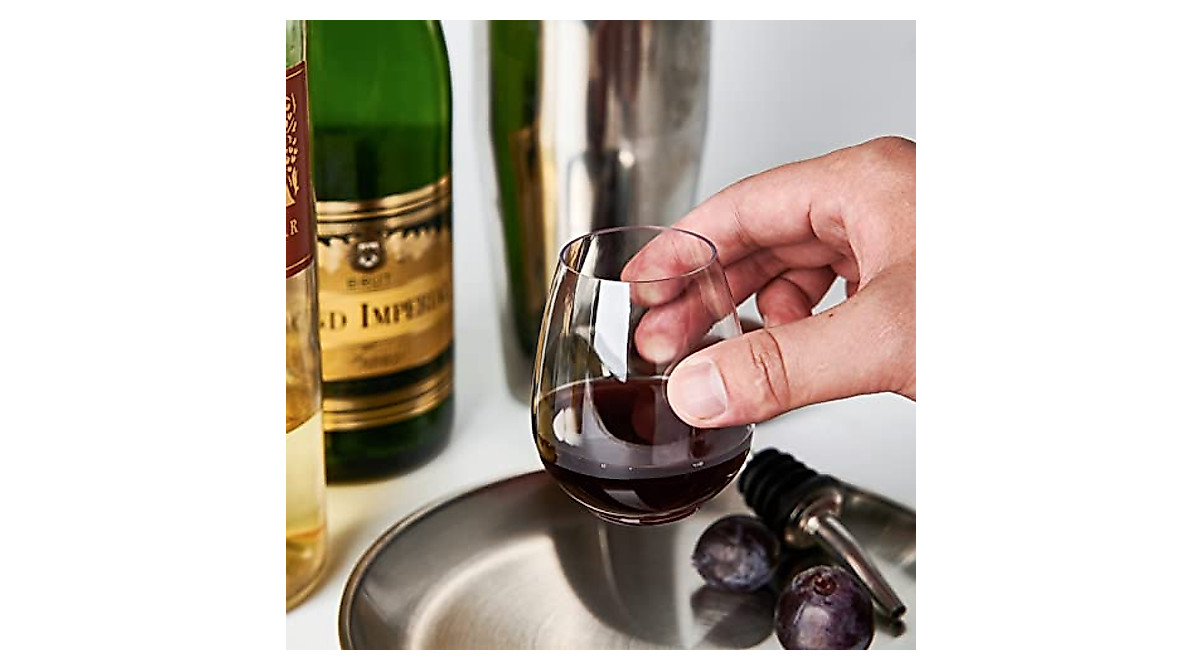 FOCUSLINE 48 Pack Stemless Plastic Wine Glasses