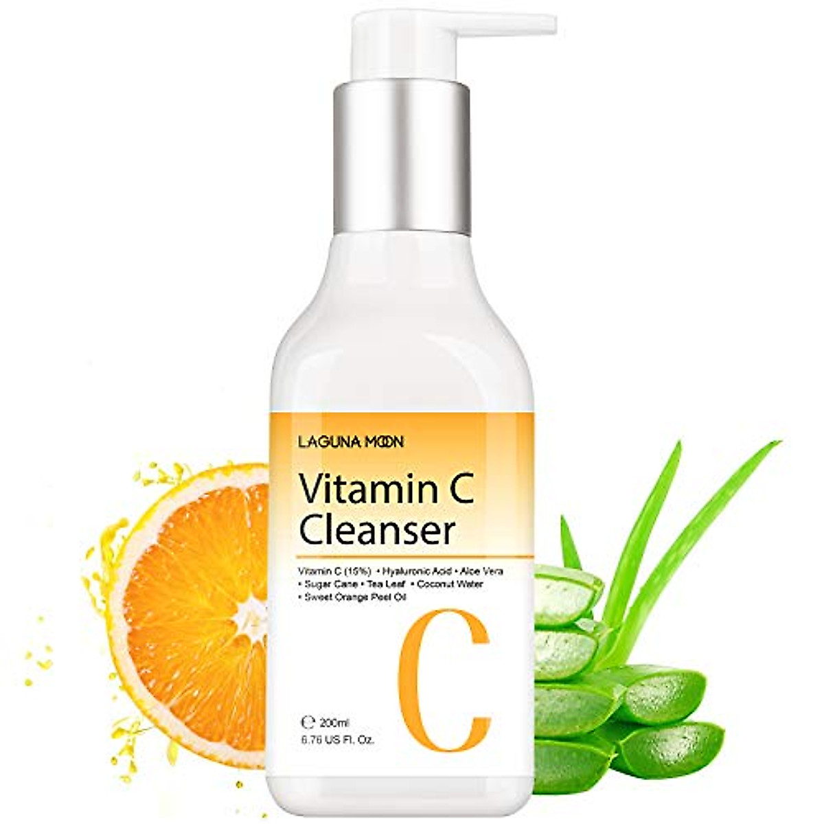 Lagunamoon Vitamin C Facial Cleanser, Cleanse & Hydrating, Reduce Fine Line Wrinkles Anti-Aging, Perfect Face Wash with Natural Ingredients for All Skin Types (200ml / 6.76 Oz)