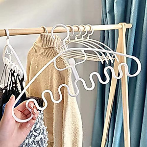Wave Pattern Stackable Hanger, 5/10 Pack Multifunctional Magic Wave Pattern Plastic Hangers, Non Slip Stackable Space Saver (10Pcs)
