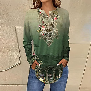 JJHAEVDY Christmas Fall Fashion Sweatshirts for Women Classic Shirts Fall Color Blocking Outfit Long Sleeve Tshirts Hot Pink Sweatshirt Sweatshirt(3-Army Green,Small)