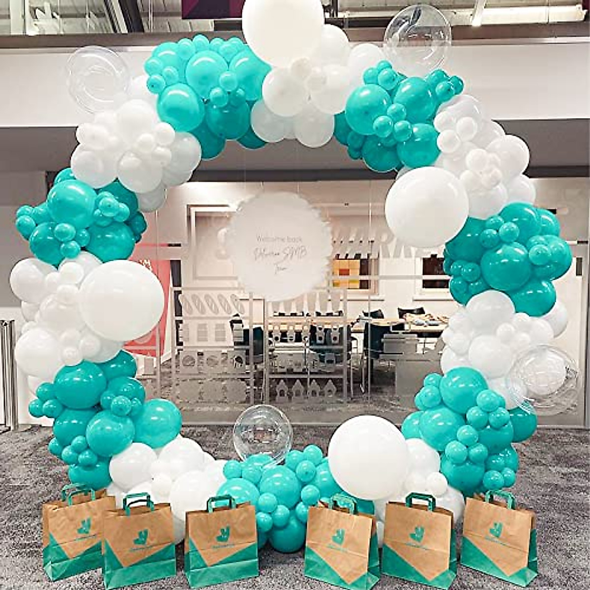 Teal Balloons, 106pcs Turquoise Balloon Garland Arch Kit Different Sizes 5 10 12 18 Inch Teal Blue Latex Balloons for Boys Girls Birthday Wedding Baby Shower Engagement Anniversary Party Decoration
