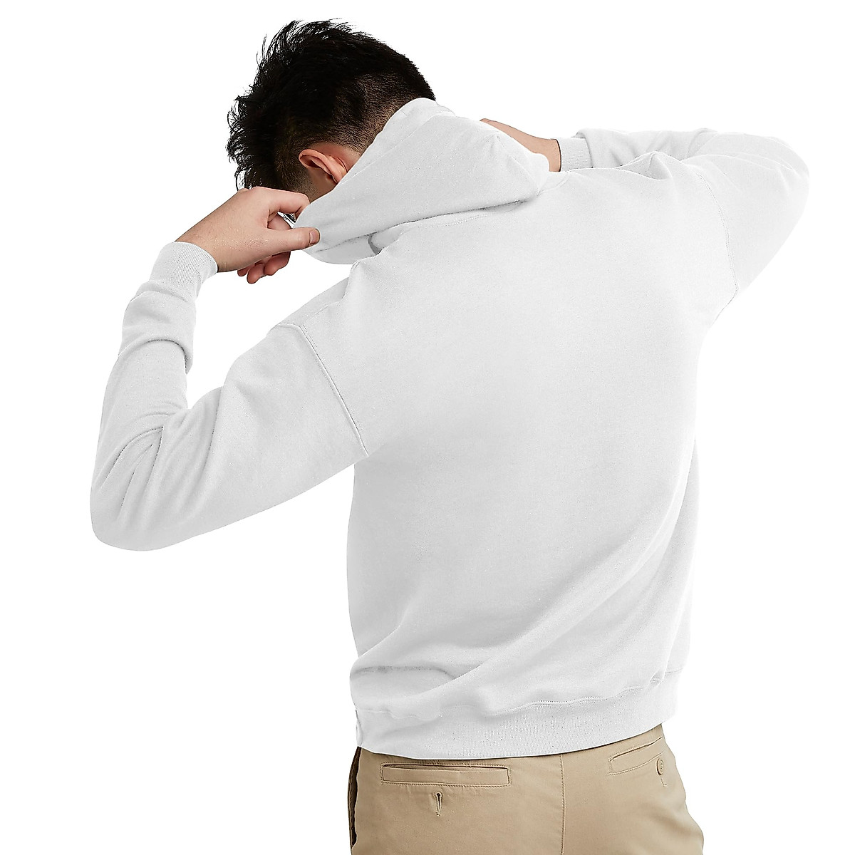 Hanes Men's Pullover EcoSmart Hooded Sweatshirt, white, X Large