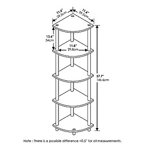 Furinno Turn-N-Tube 5-Tier Multipurpose Shelf, Columbia Walnut/Black & Turn-N-Tube 5 Tier Corner Display Rack Multipurpose Shelving Unit, 1-Pack, Black/Grey