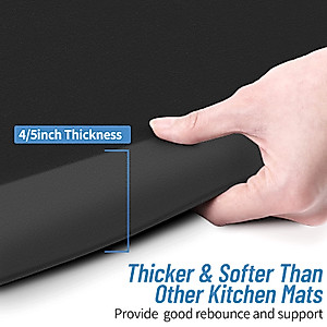 4/5 Inch Thick Kitchen Mat - Cushioned Anti Fatigue Mats for Kitchen Floor - Easy to Clean, Waterproof, Non-Slip Kitchen Rug for Sink, Office, Kitchen (17''x24'' Black)