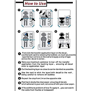 Gamer Wall Decal Game Decal Controller Sticker boy Room Decor Game Joystick Decal Video Game Removable Customized for A 76X57CM