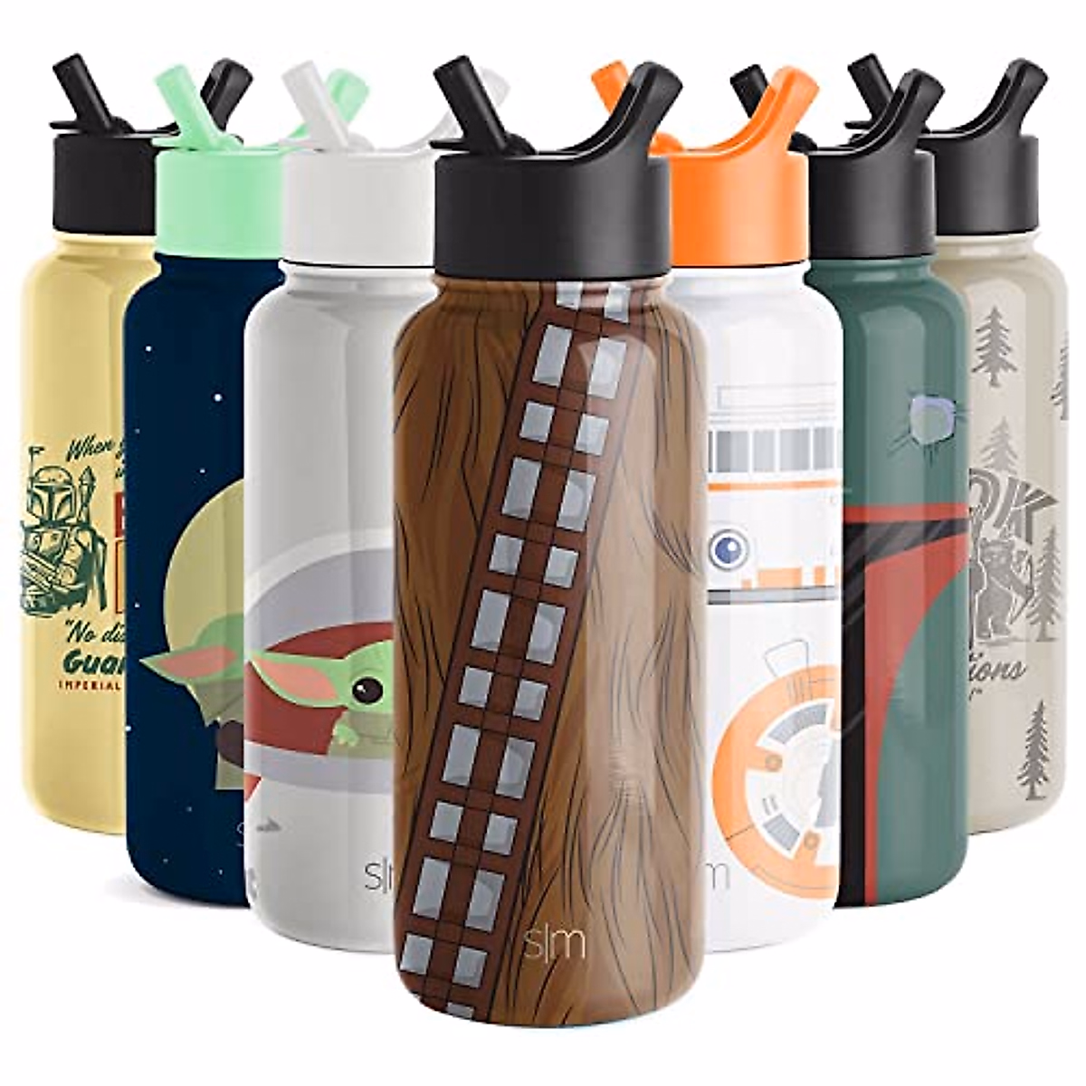 Simple Modern Star Wars Chewbacca Water Bottle with Straw Lid Vacuum Insulated Stainless Steel Metal Thermos | Gifts for Women Men Reusable Leak Proof Flask | Summit Collection | 32oz Chewbacca
