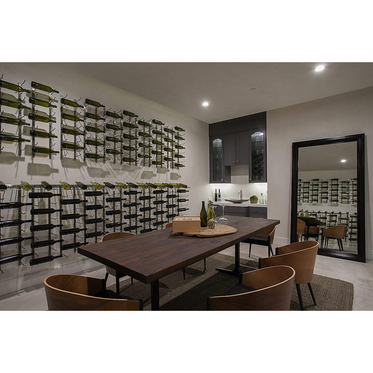 VintageView W Series - Presentation Row Wall Mounted Wine Rack (9 Bottles, Satin Black) Stylish Modern Wine Storage with Label Forward Design