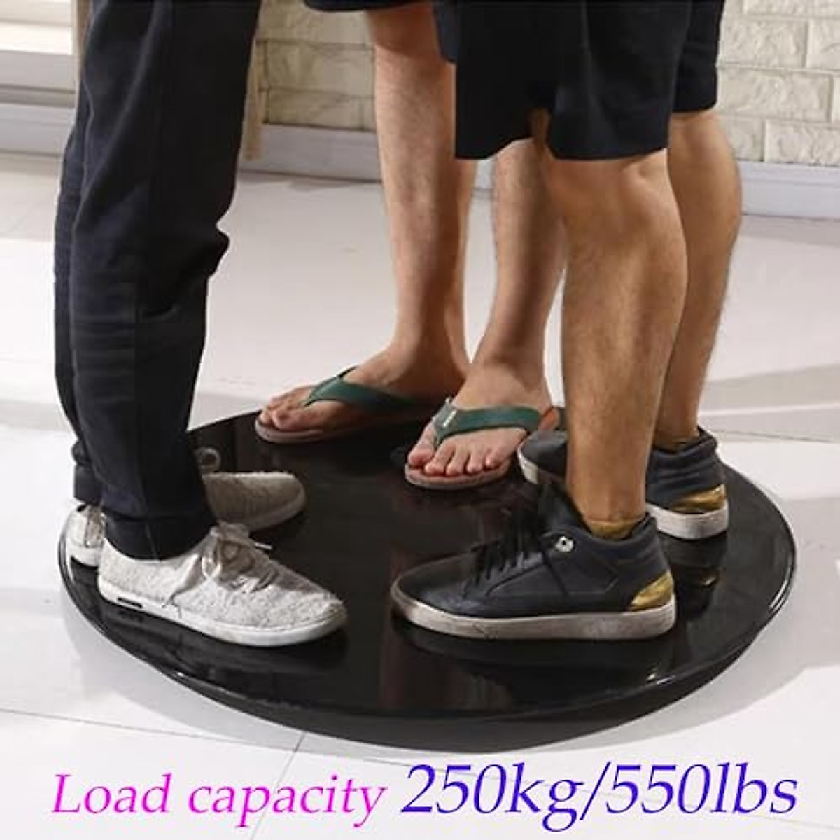 MAGILL 40in Lazy Susan Turntable Black Dining Table Serving Tray for Kitchen，8mm Thick Tempered Glass Rotating Tray，360° Swivel, Large Tabletop Swivel Plate (Color : Black, Size : 80cm/32in)