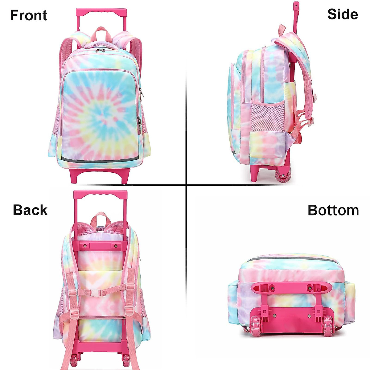 CAMTOP Rolling Backpack With Matching Lunch Bag Kids Luggage Carry On Girls Boys School Bookbags Wheeled Backpack Set