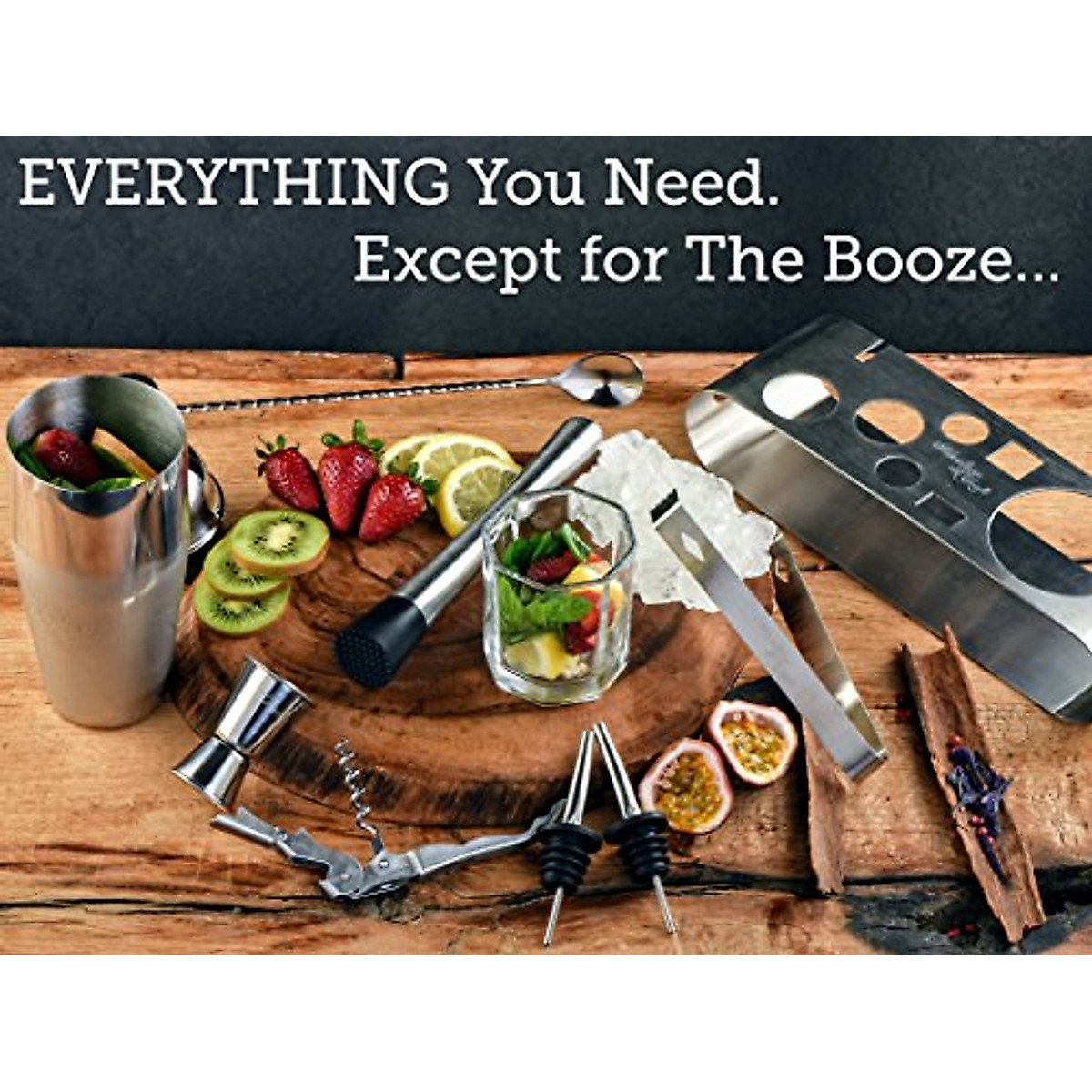 Mixology Bartender Kit: 9-Piece Bar Set Cocktail Shaker Set with Elegant Metal Stand