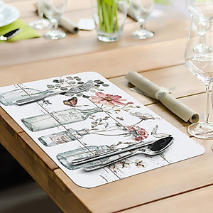 CounterArt Country Weekend 4 Pack Reversible Easy Care Flexible Plastic Placemat Made in The USA BPA Free, Easily Wipes Clean