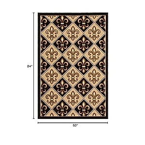 PRO RUGS Fleur DE LIS New Orleans Design Modern Area Rug (5 FEET X 7 FEET)