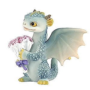 Aclema Miniature Figurines Fairy Garden Dragon Present Bouquet Resin Decor Collections for Terrarium Micro Landscape