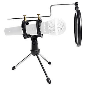 Rockville RTMS21 Desktop Tripod Microphone Stand with Pop Filter + Shock Mount