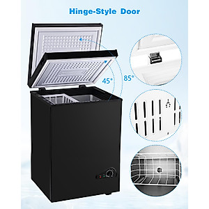 Iorbur FLG-100Q-Black 7.0 Cu.Ft Chest, Adjustable 7-Gear Temperature Control, with Removable Baskets, Deep Compact Freezer for Home, Kitchen, Garage, Office, Shop, RVs-Black