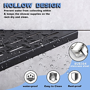 Xiarnotogi 10" Corner Shower Shelf, 2-Pack Bathroom Shelves for Tile Walls, SUS304 Stainless Steel Recessed Shower Shelf, Grout in Corner Organizer Shelves, Matte Black