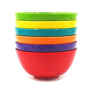 Set of 6 100% Melamine 28oz Salad Bowls Set,6 inch Round Melamine Soup Cereal Bowls,Melamine Dinnerware sets for Home Dinner Party or Picnic,Break-resistant and BPA Free,Multicolor