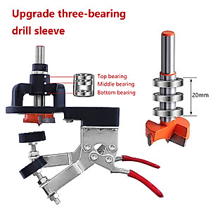 Concealed Positioning Hinge Hole Punch, 35mm Door Hinge Jig with 2 Retaining Clips, High Precision Aluminum Alloy DIY Cabinet Hinge Jig, Adjustable Quick Punch Cabinet Hardware Jig
