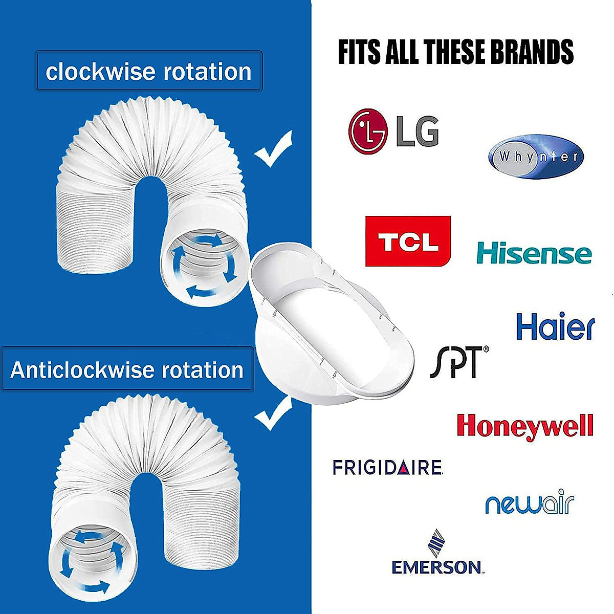 VARWANEO Portable Air Condition Window Seal Kit with 5.1in Coupler, 4pcs Adjustable Length Panel from 17in to 61 in,Portable AC Vent Kit Sliding Door air Conditioner kit